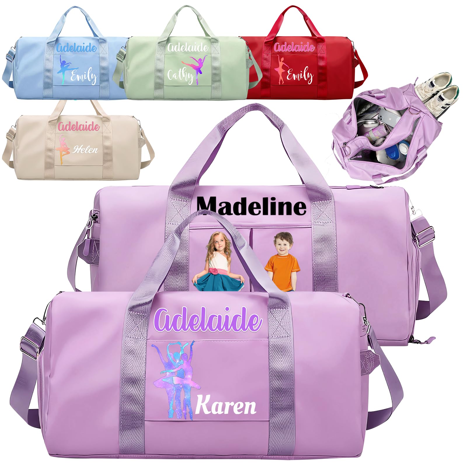 Custom Photo Name Duffle Bag With Wet Dry Compartments Personalized ...