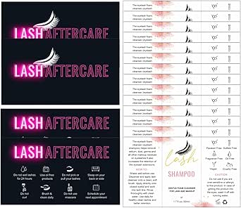 Amazon.com: Lash Extension Aftercare Instructions Cards Lash Shampoo ...