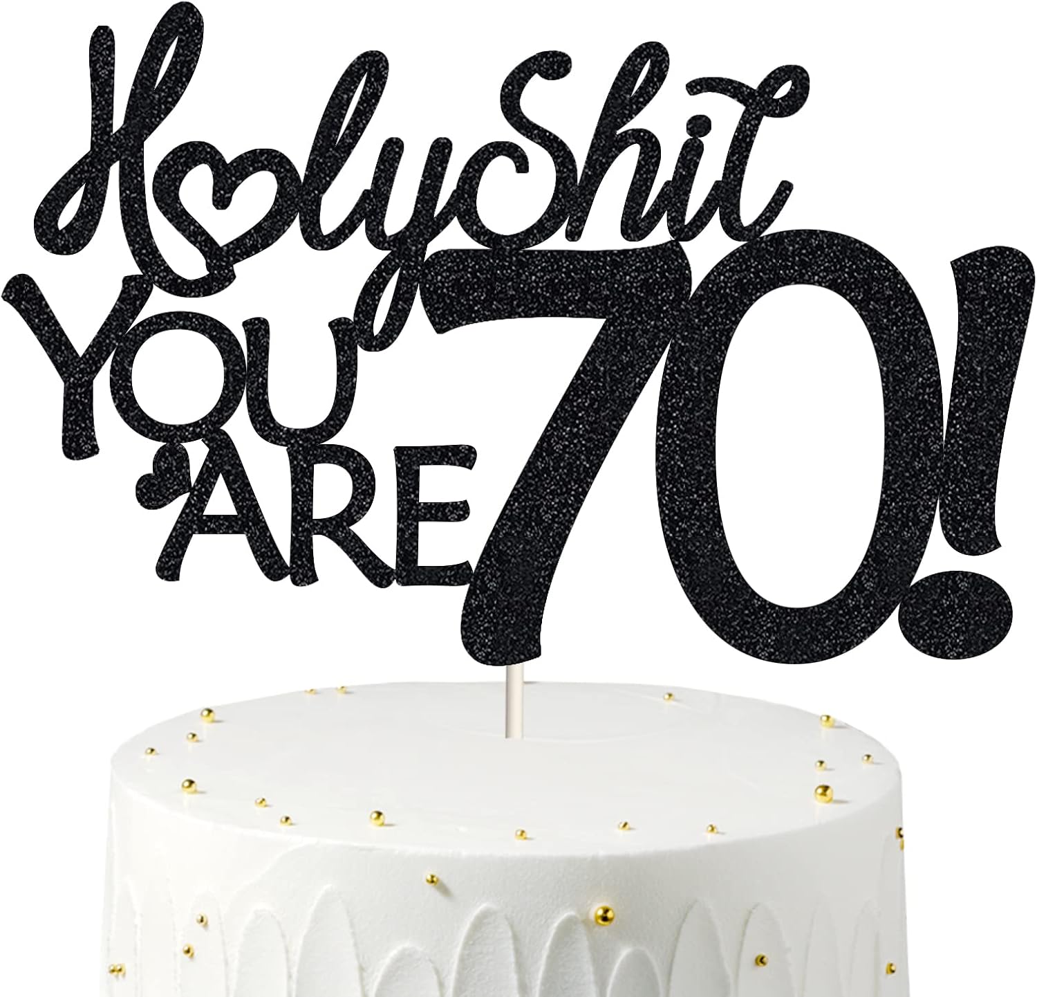 70 Birthday Cake Toppers - Black Glitter, Seventy Cake Topper, 70th ...
