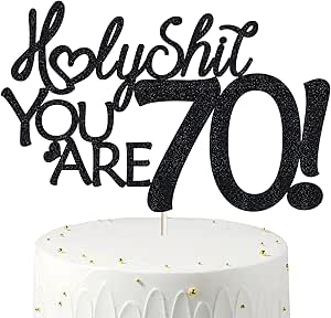 Amazon.com: 70 Birthday Cake Toppers - Black Glitter, Seventy Cake ...
