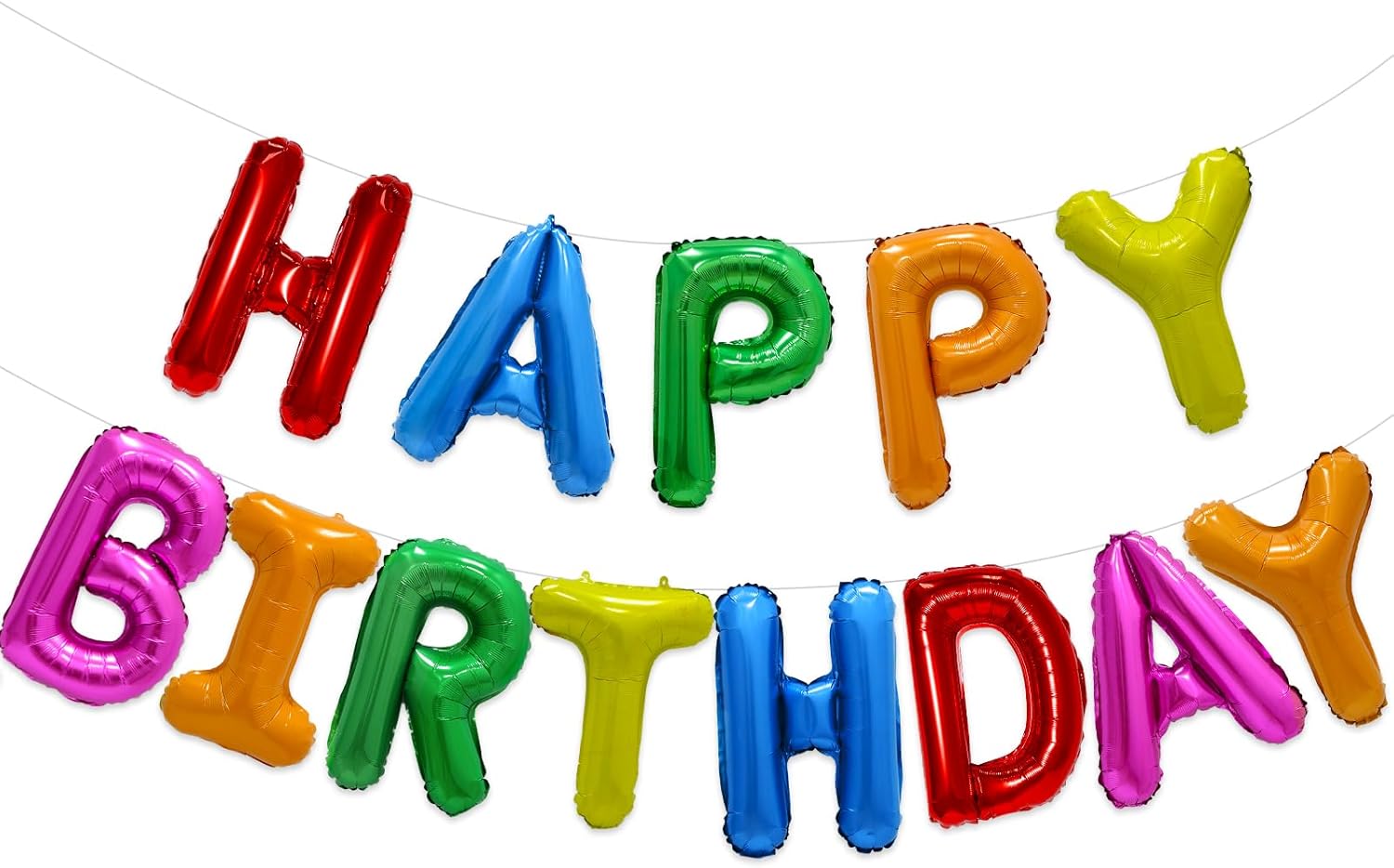 Amazon.com: Rainbow Happy Birthday Balloon Banner, 16 Inch Foil Mylar ...