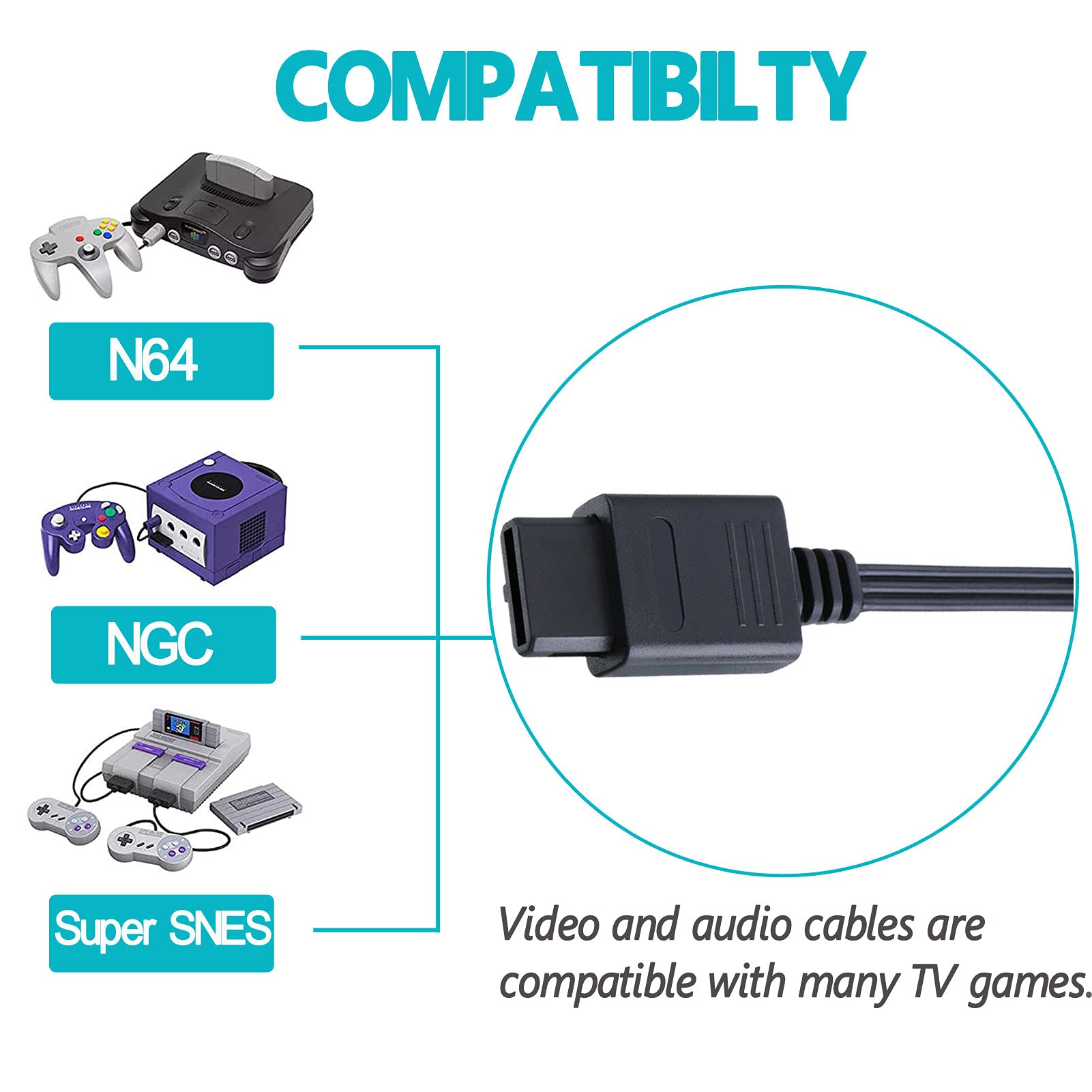 Snapklik.com : 6FT AV Composite Cable For Nintendo N64/SNES/NGC TV RCA ...