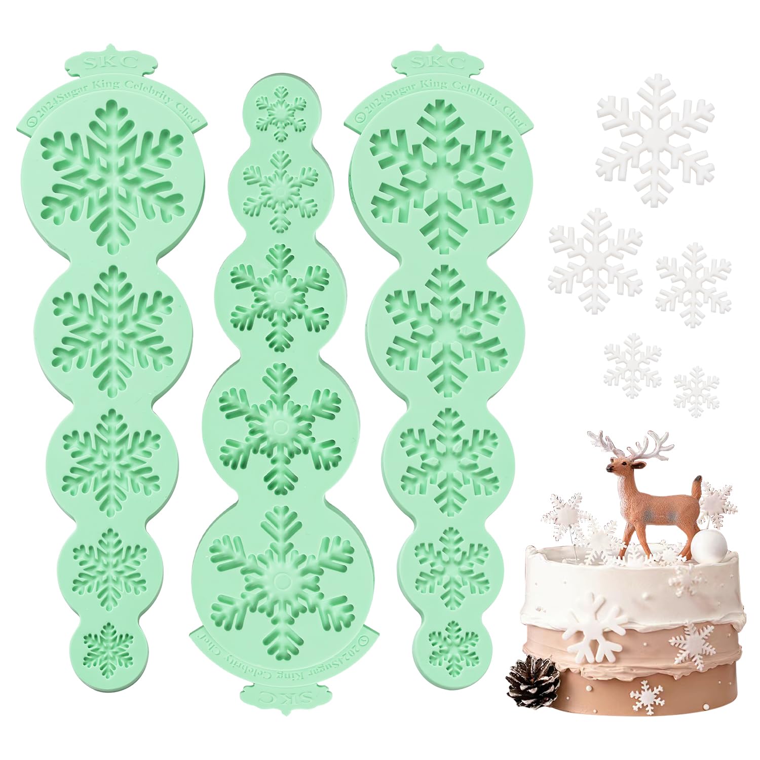 Amazon.com: KALAIEN Snowflake Silicone Mold,3Pcs Christmas Silicone ...