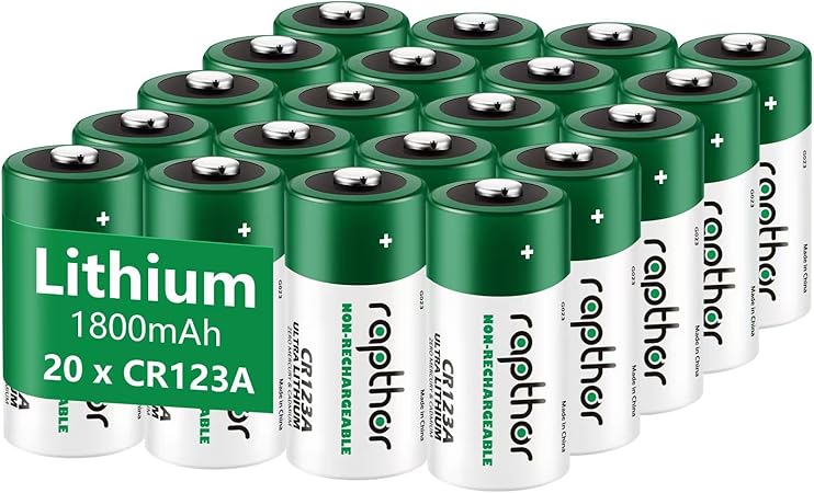 Rapthor 1800mAh CR123A 3V Lithium Batteries CR123 123A CR17345 Non ...