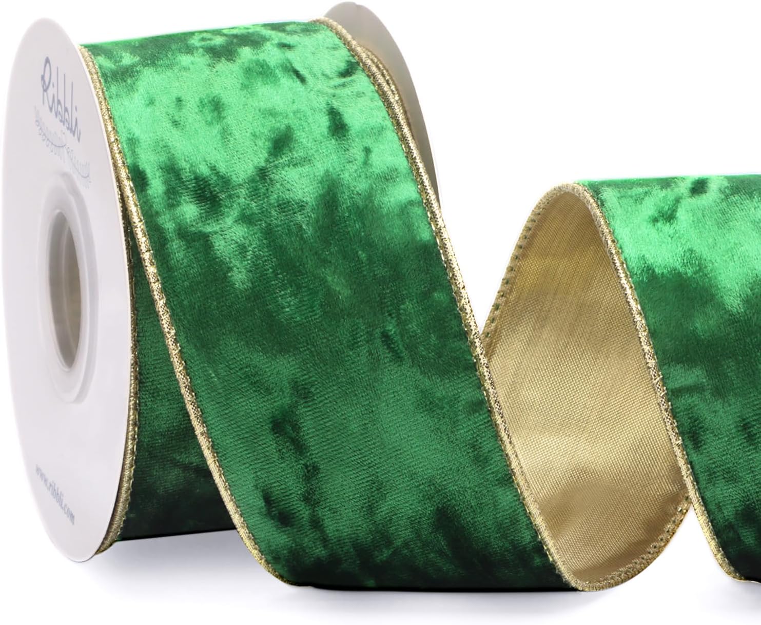 Amazon.com: Ribbli Emerald Green Velvet Wired Ribbon 2.5 Inch Metallic ...