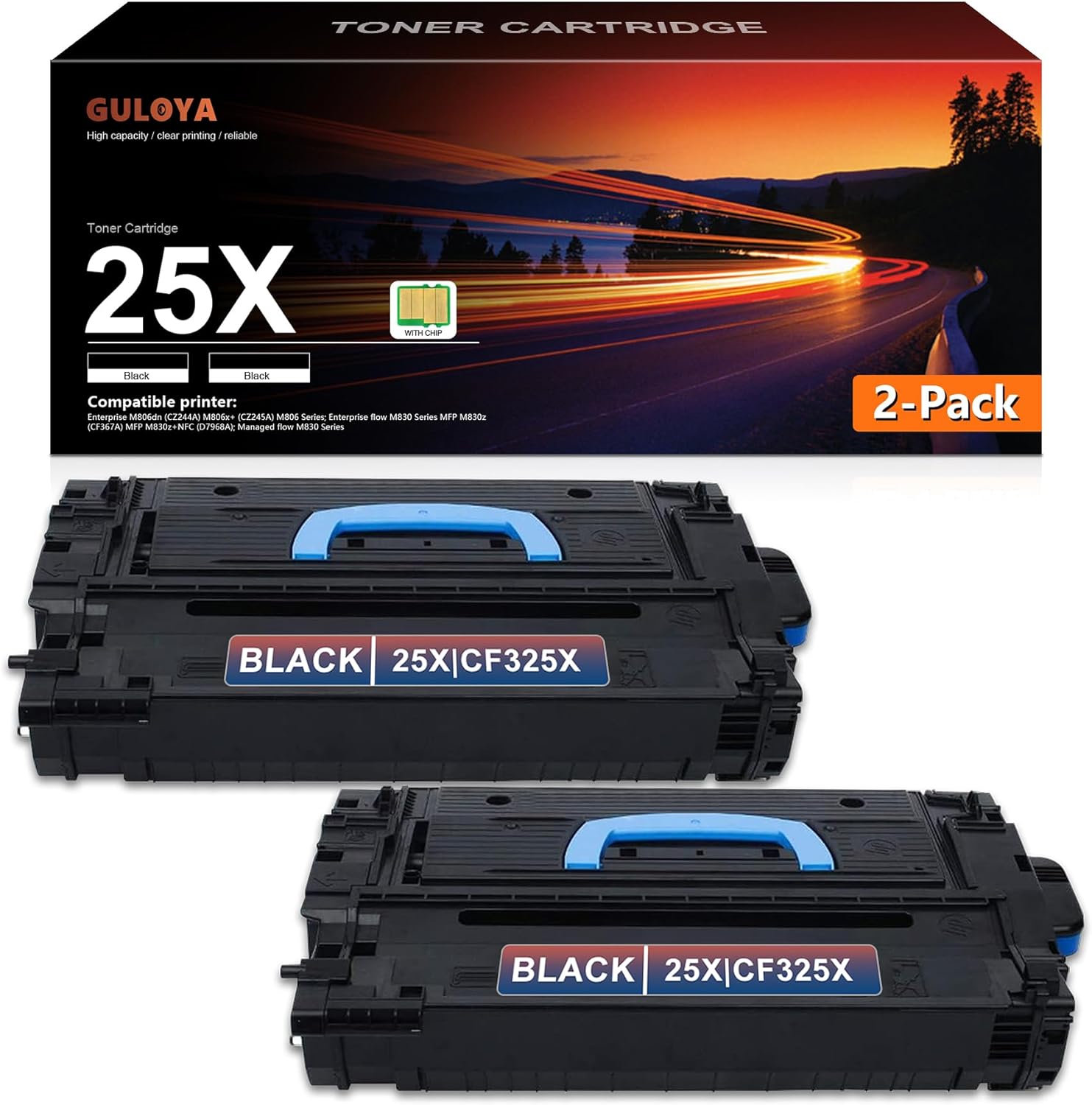 Amazon.com: Paquete de 2 (con chip) tóner negro 25X | Cartucho de tóner ...