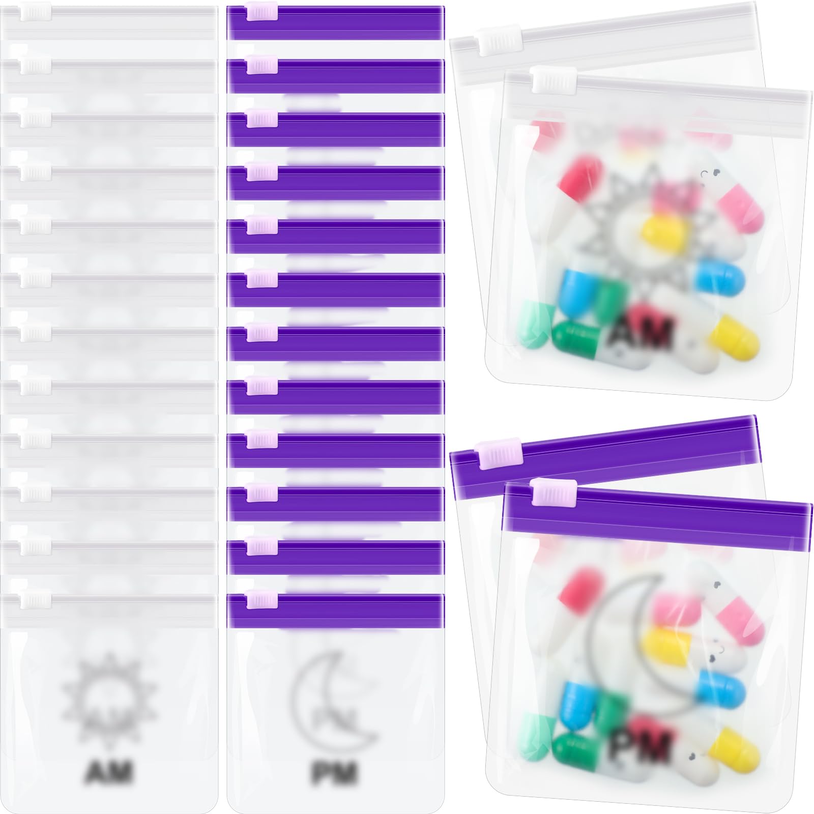 Amazon.com: 24 Pieces Pill Pouch Bags Zippered Pill Pouch Set Reusable ...