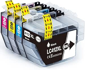 Amazon.co.jp: LC412XL-4PK Brother用 互換インクカートリッジ ブラザー LC412XL 4色パック 大容量 ...
