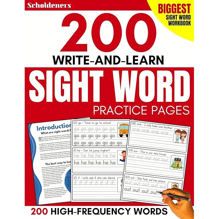 Buy 200 Write-and-Learn Sight Word Practice Pages: Learn the Top 200 ...