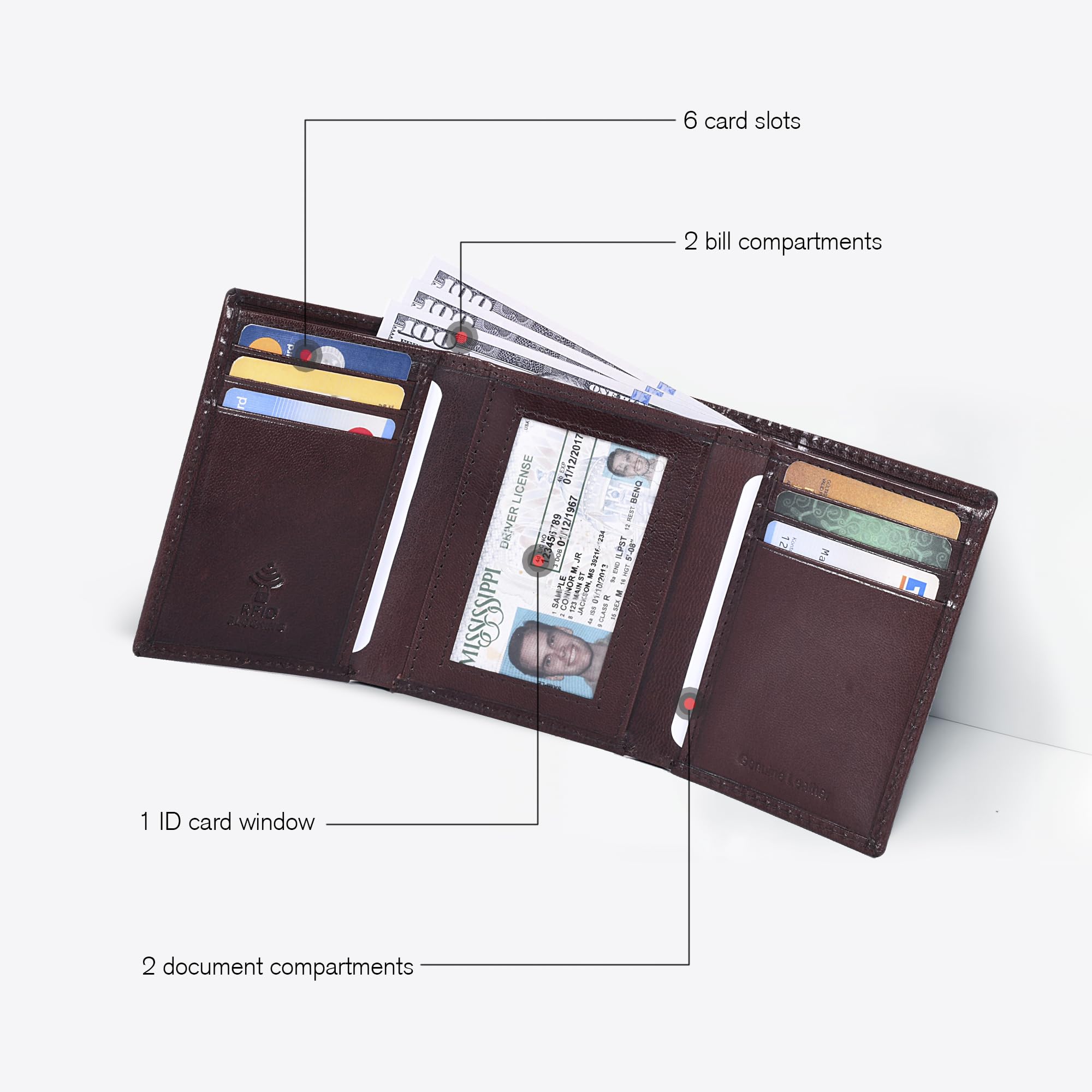 Snapklik.com : Real Leather Mens Trifold Wallet RFID Blocking Slim ...