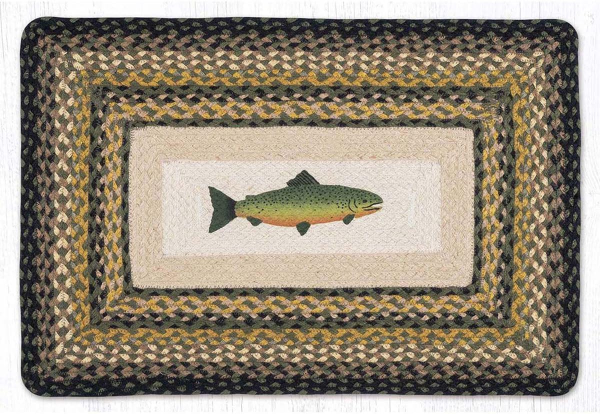 Amazon.com: BLACK FOREST DECOR Rainbow Trout Braided Jute Rug, Indoor ...