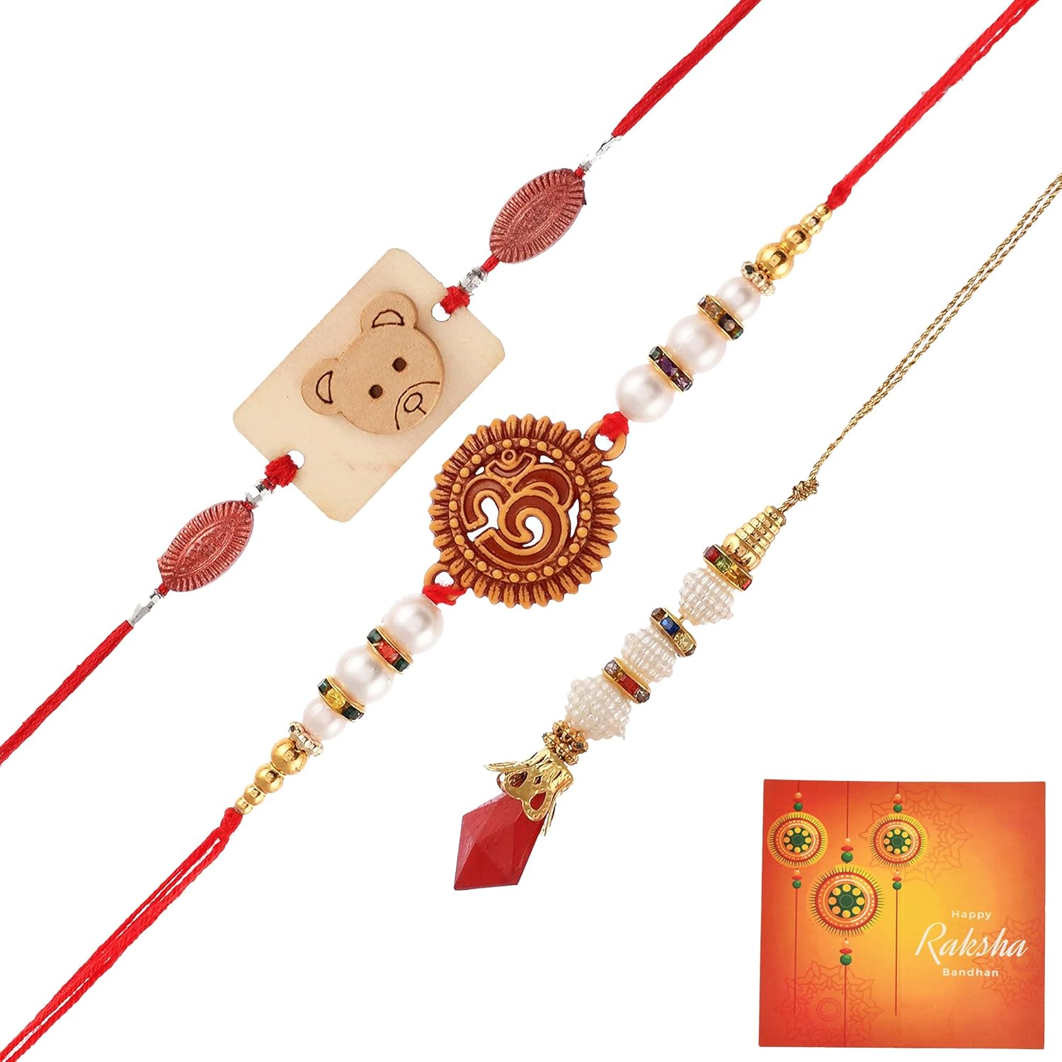 Buy Thirumal Different Pattern Rakhi Set with Roli Chawal for Brother ...