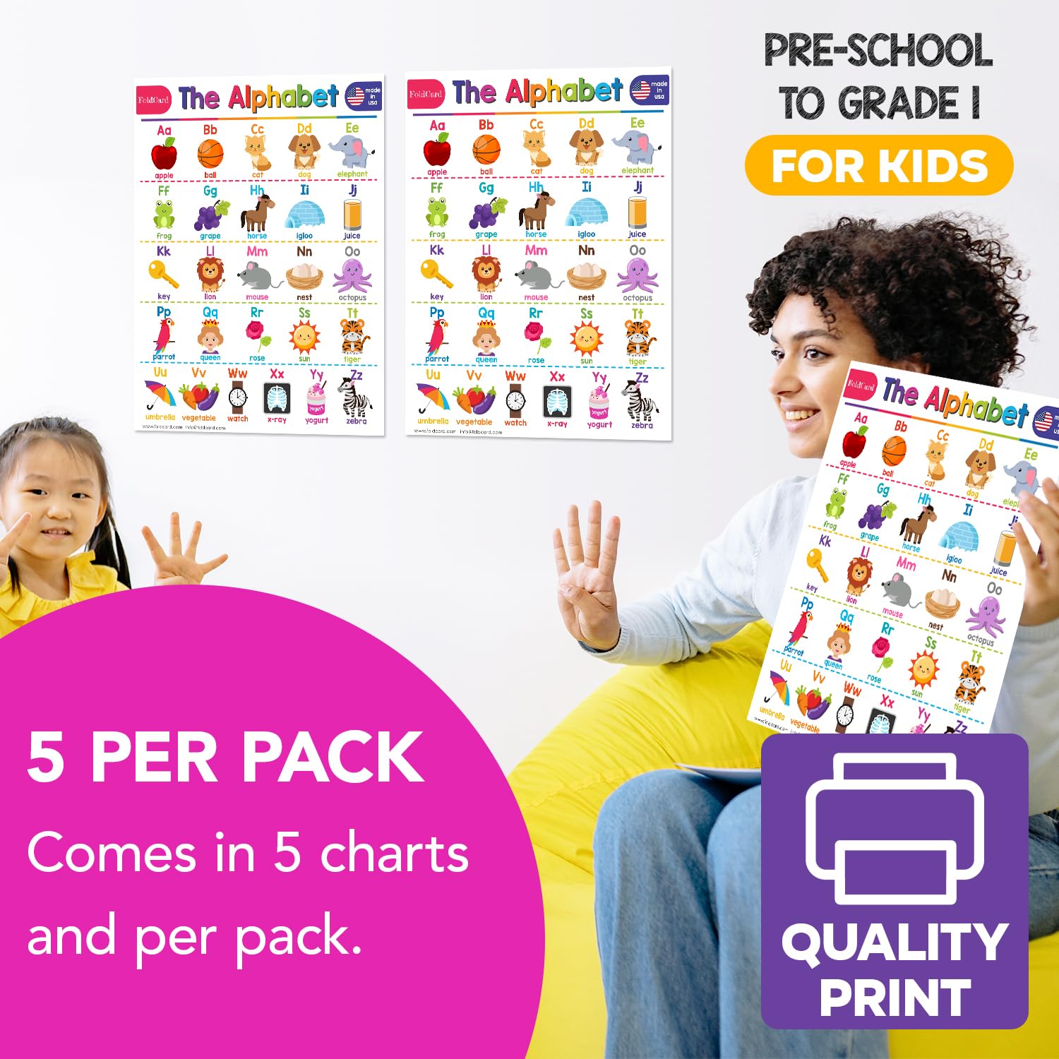 Snapklik.com : Alphabet Chart For Preschool To Grade 1 Kids Bright And ...