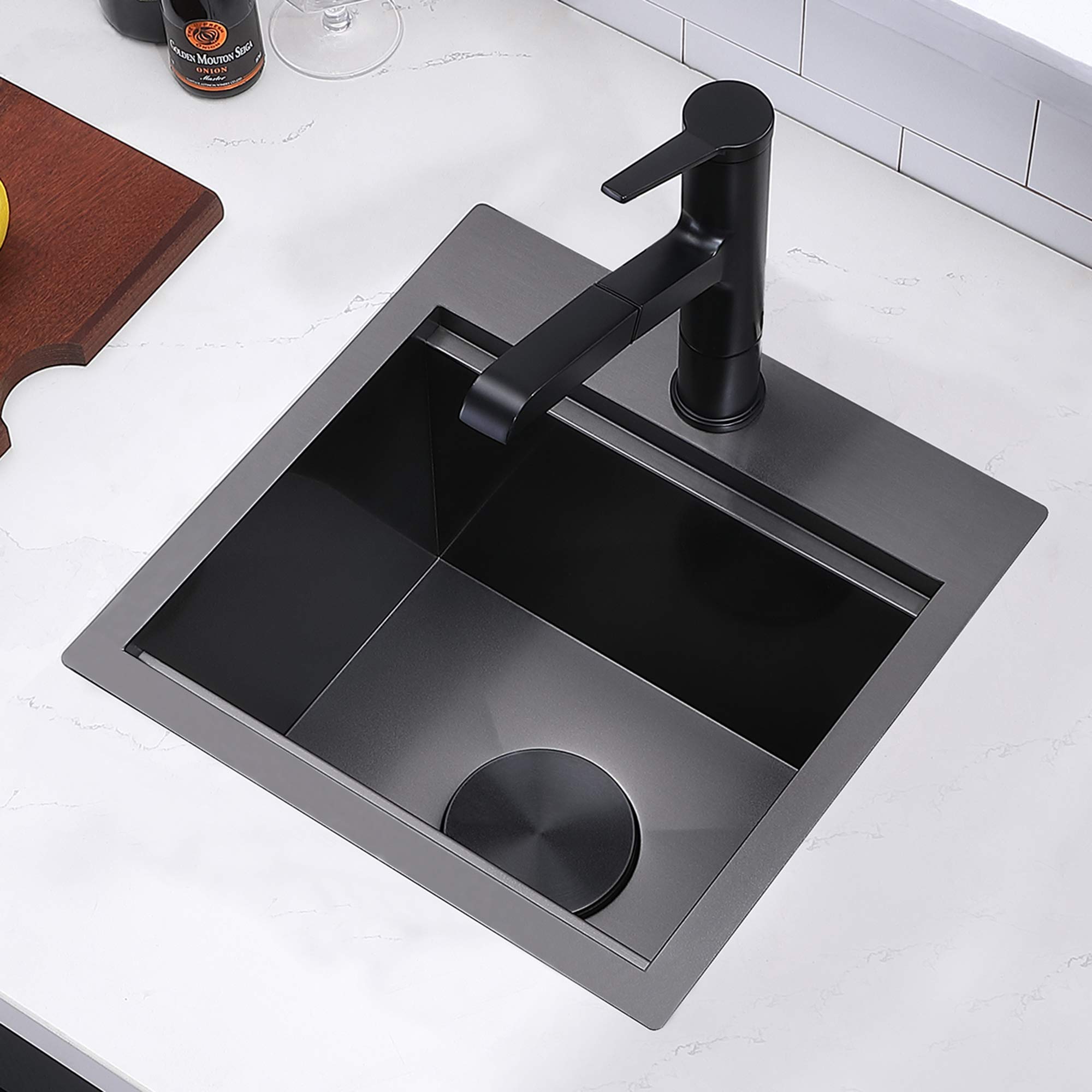 Matte Black Bar Sink 15Inch Stainless Steel Small Wet RV Sink Kitchen ...