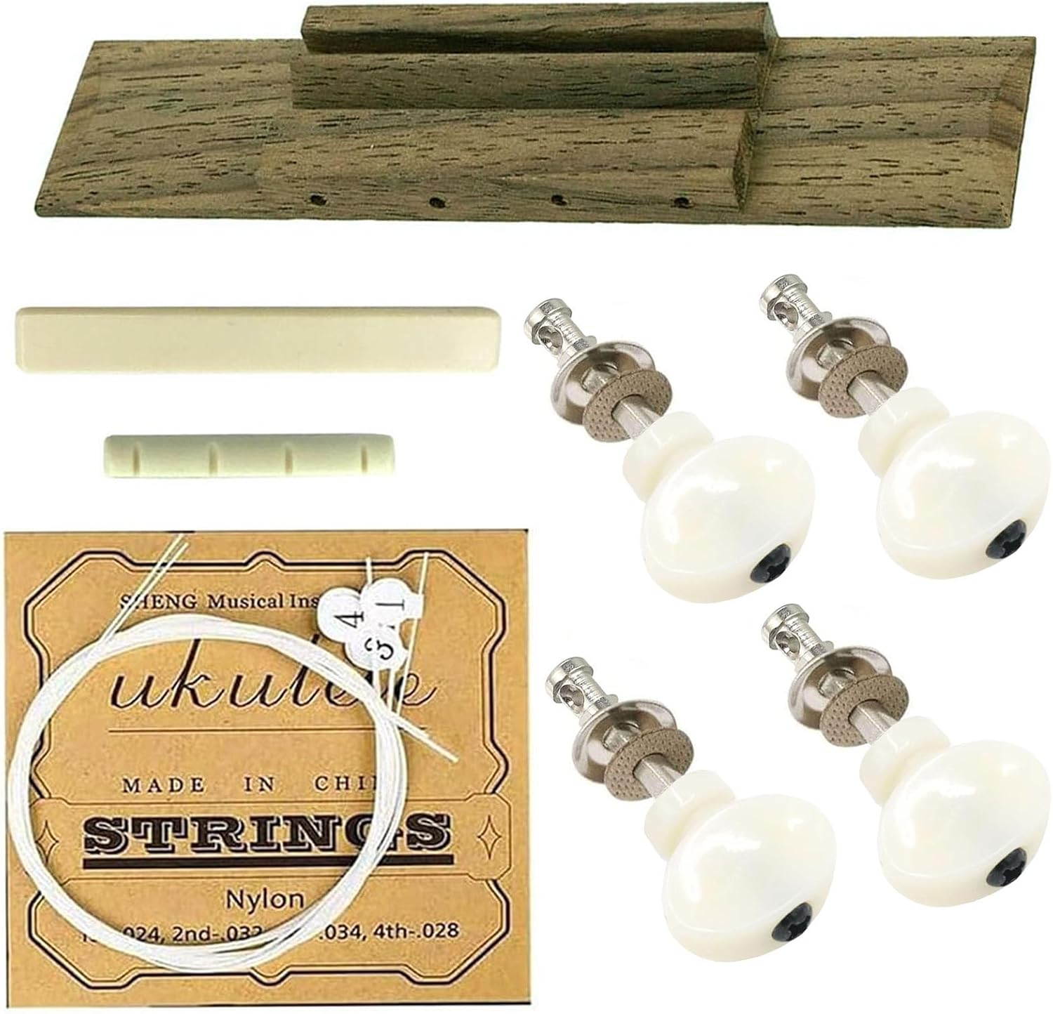 Amazon.com: TUOREN Ukulele Bridge Strings Tuning Pegs Set - Includes ...