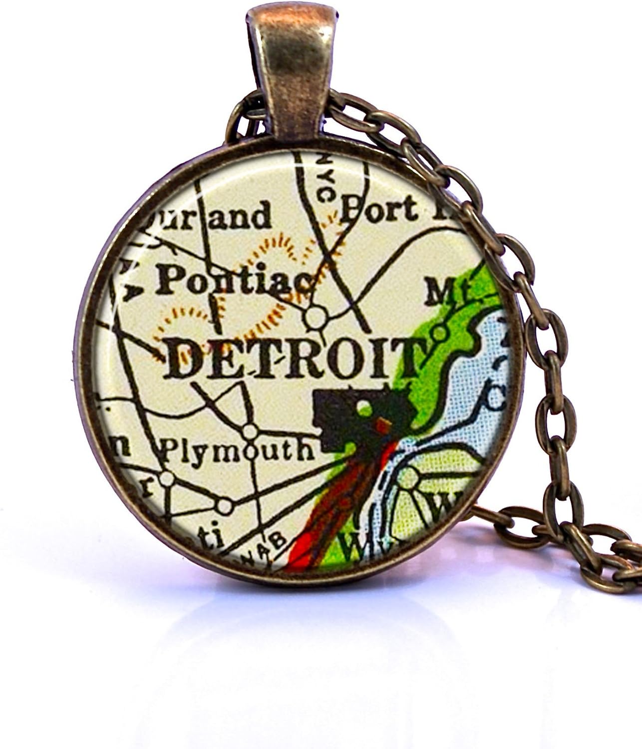 Amazon.com: Paper Towns Vintage Detroit, Michigan Map Pendant Necklace ...