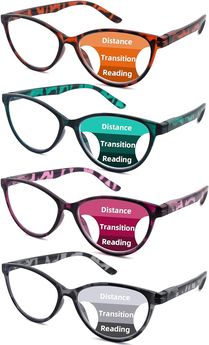 Amazon.com: 4-Pack Cat Eye Progressive Multifocal Reading Glasses for ...