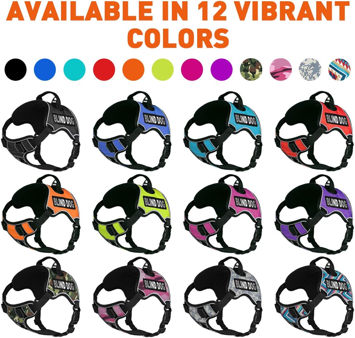 Dogline Quest No-Pull Dog Harness with Blind Dog Reflective Removable ...