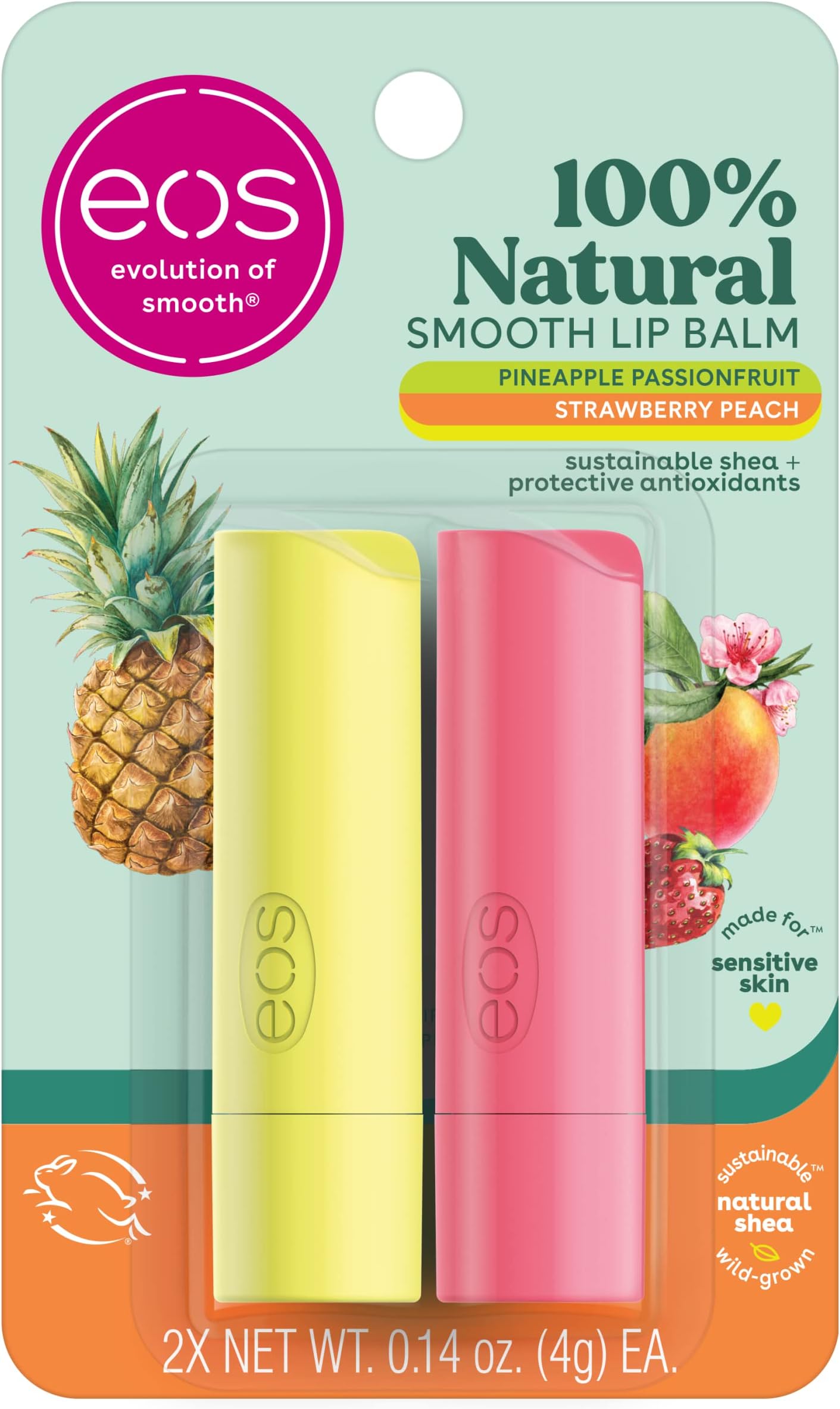Amazon.com : eos 100% Natural Lip Balm - Strawberry Peach and Pineapple ...