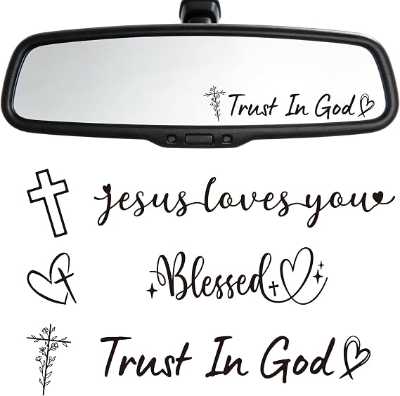 Amazon.com: 6 Pcs Trust in God Rearview Mirror Stickers, Christian Car ...