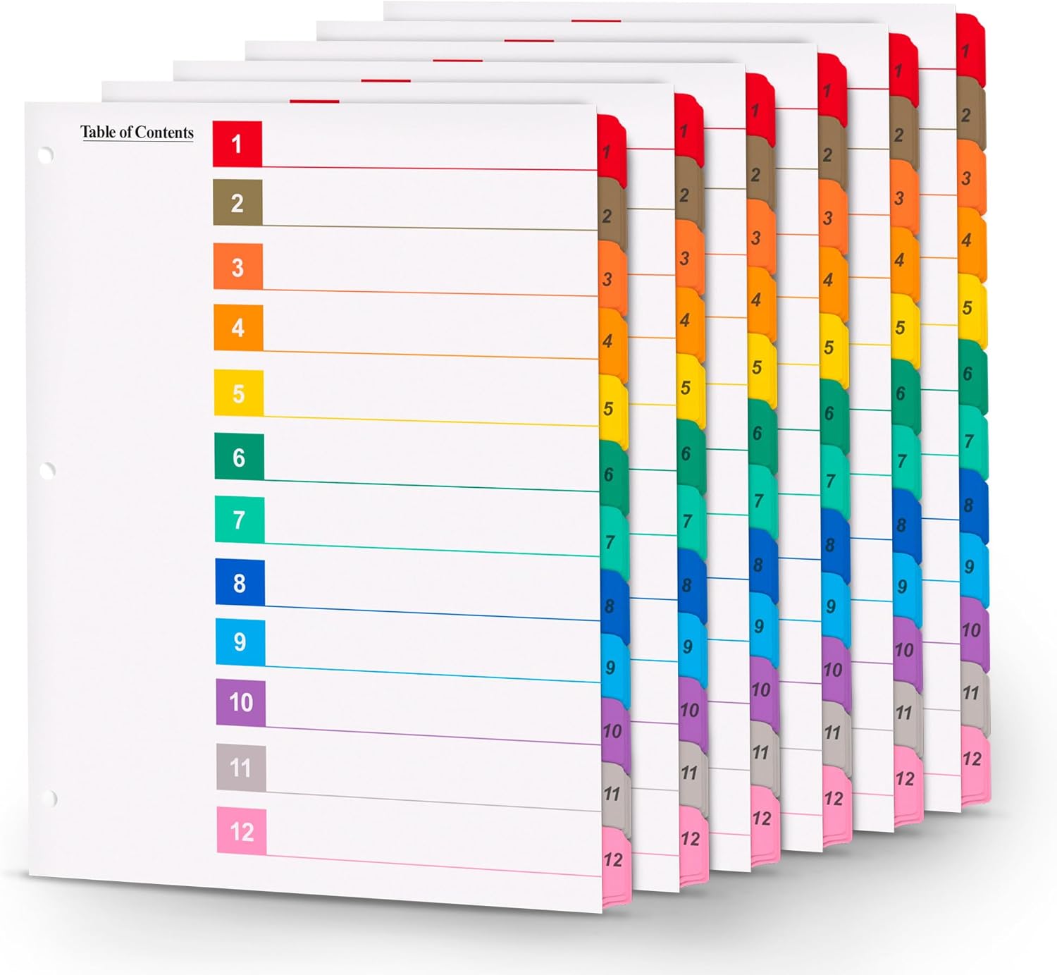 Amazon.com : Tab Dividers for 3 Ring Binders – 6 Sets, 1–12 Numbered Index Dividers with Table ...