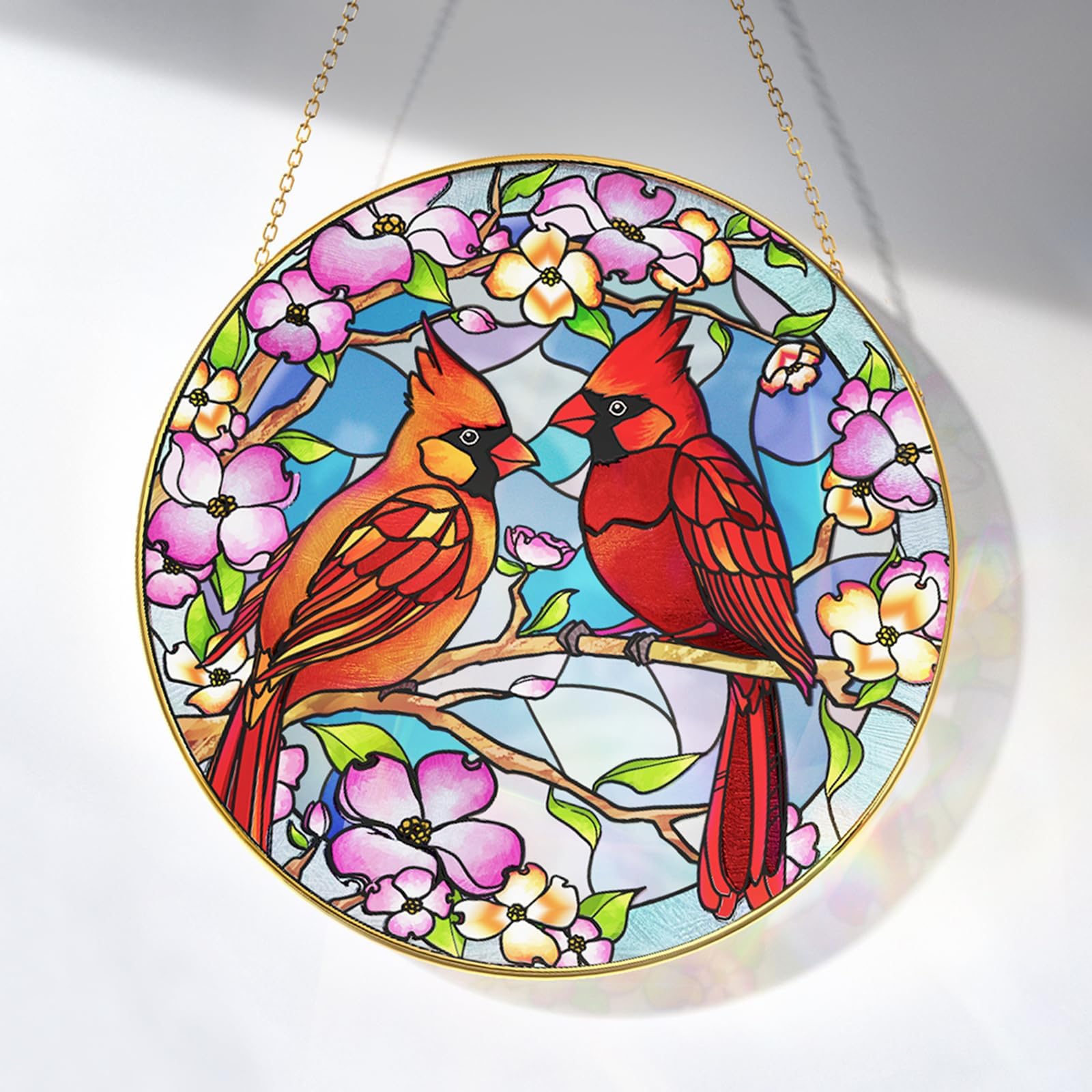 Amazon.com: Cardinal Bird Stained Glass Suncatcher Bird Stained Glass ...