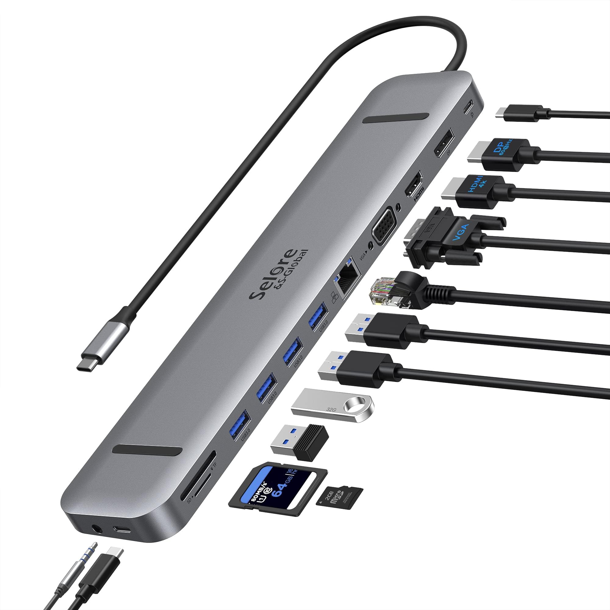 Amazon.com: USB C Laptop Docking Station, cakitte 14 in 1 Type C Hub ...