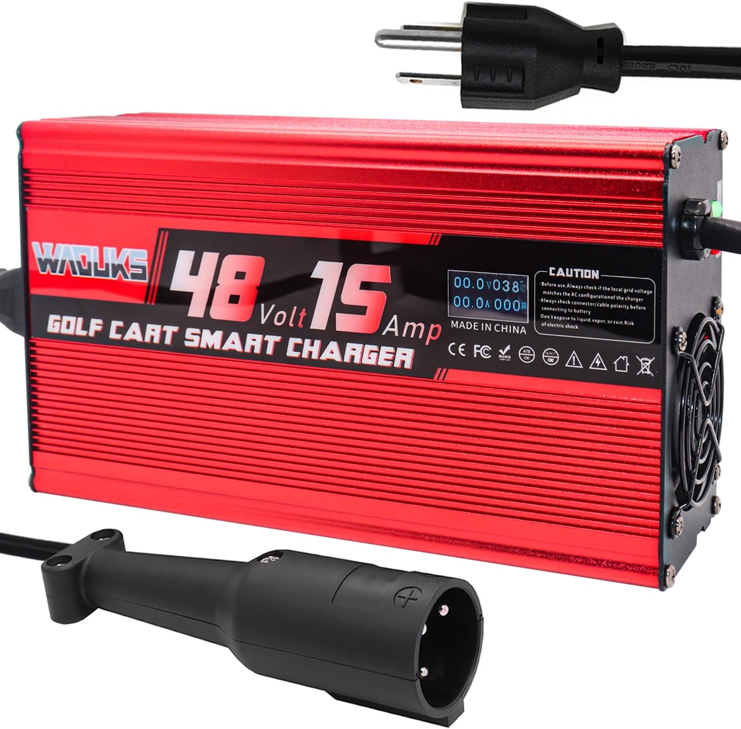 48 Volt Golf Cart Battery Charger for Club Car-3Pin,15Amp Replace Club ...
