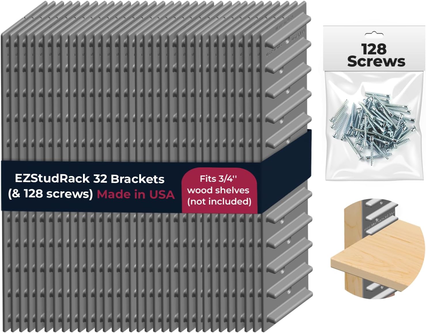 Amazon.com: Made in USA | EZStudRack Adjustable Between Stud Shelf ...