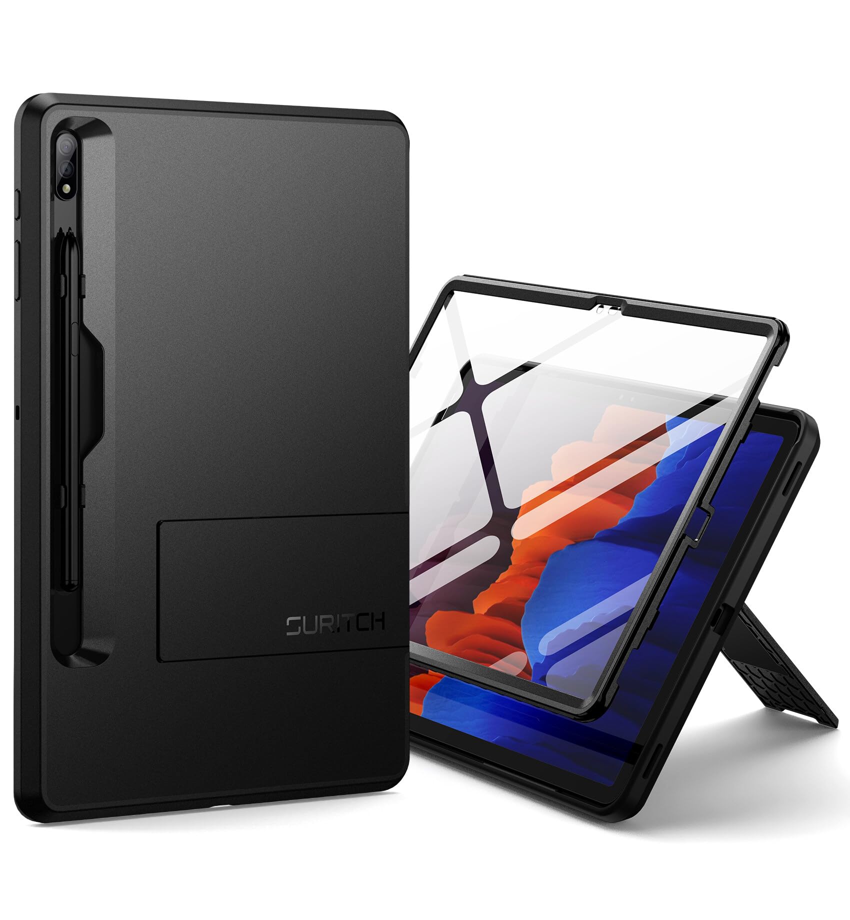 Amazon.com: SURITCH Rugged Case for Samsung Galaxy Tab S7 FE/S7+ Plus ...