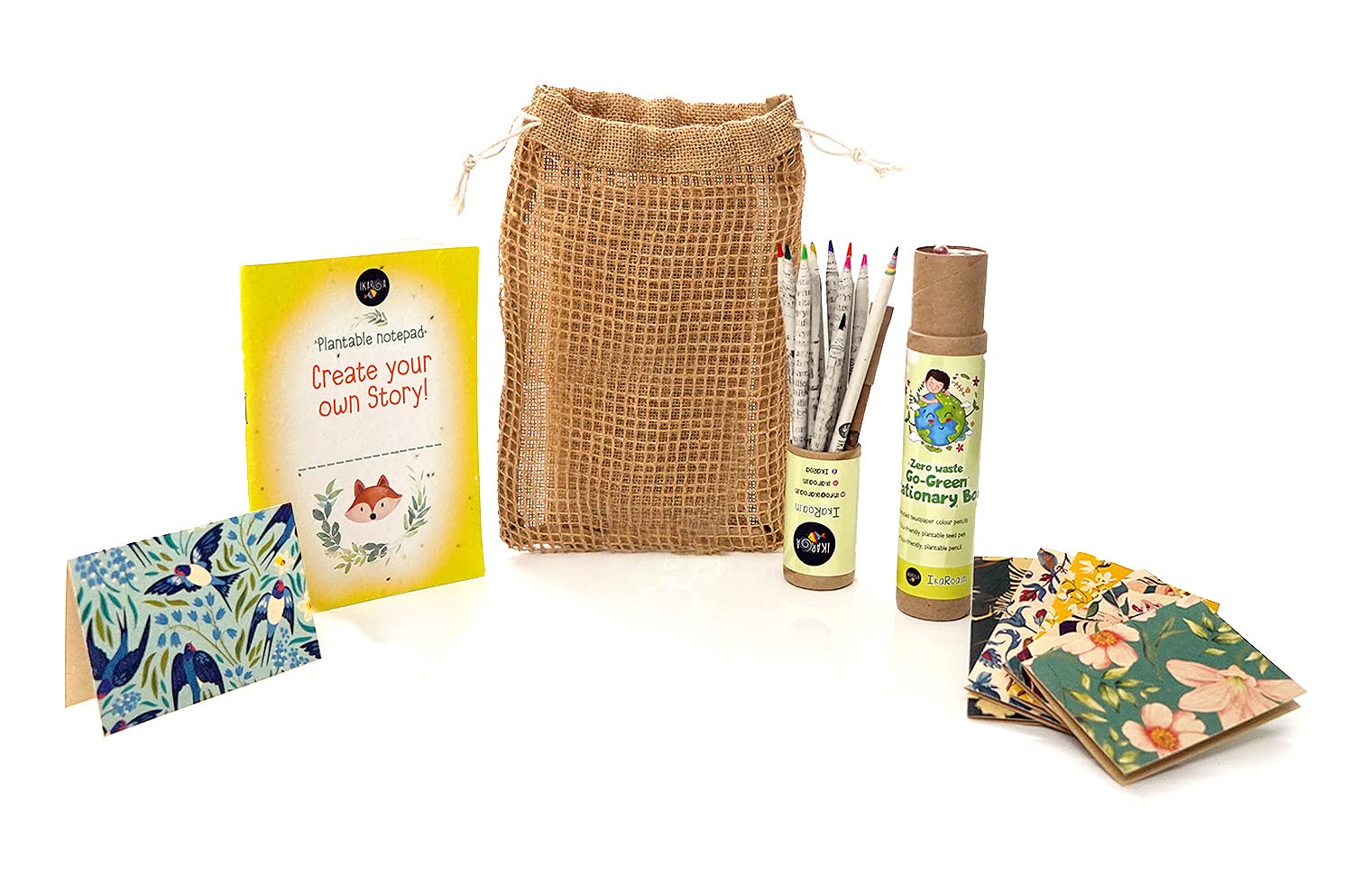 Plantable Stationery Combo| 10 Recycled Newspaper Colour Pencils + 1 ...