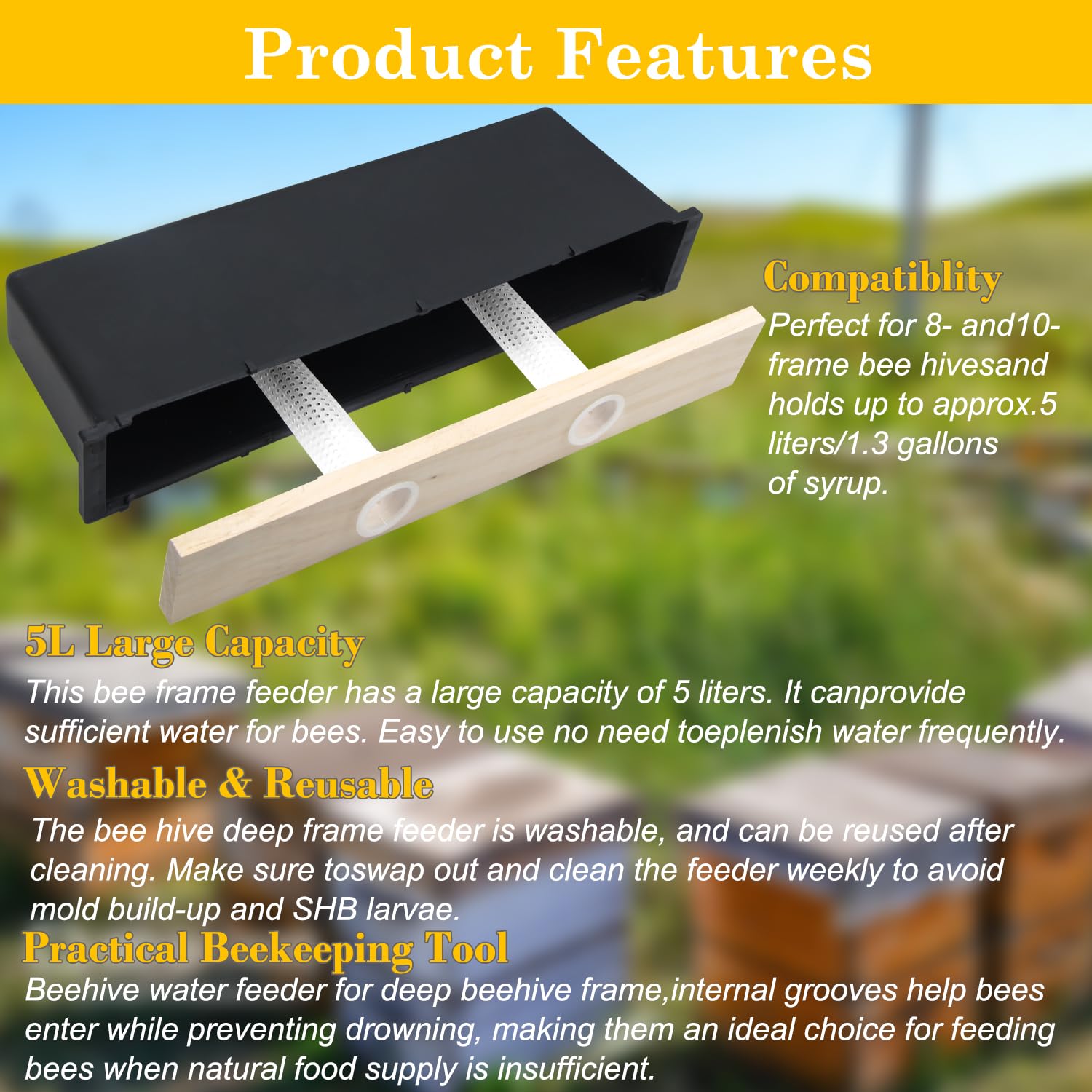 Snapklik.com : 5L Bee Hive Feeder, Honey Bee Feeder Plastic Deep Frame ...