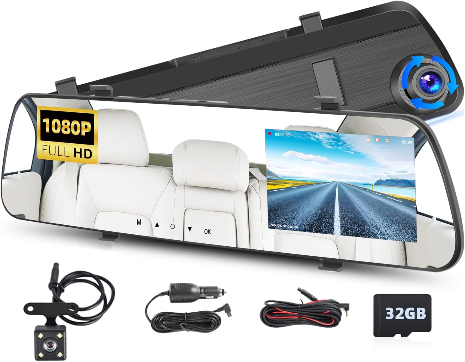 Amazon.com: Mirror Dash Cam,1080P Rear View Mirror Camera for Cars, 4 ...