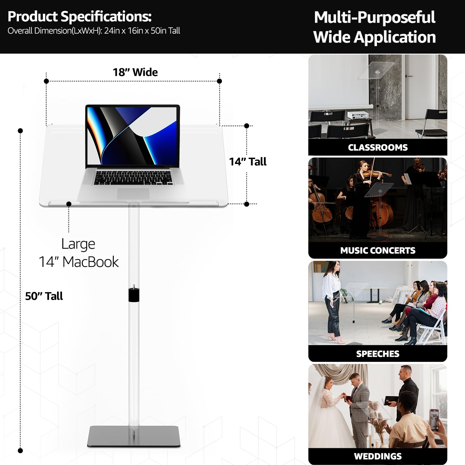 Snapklik.com : Ultra Clear Acrylic Pulpit Podium Stand Modern Portable ...
