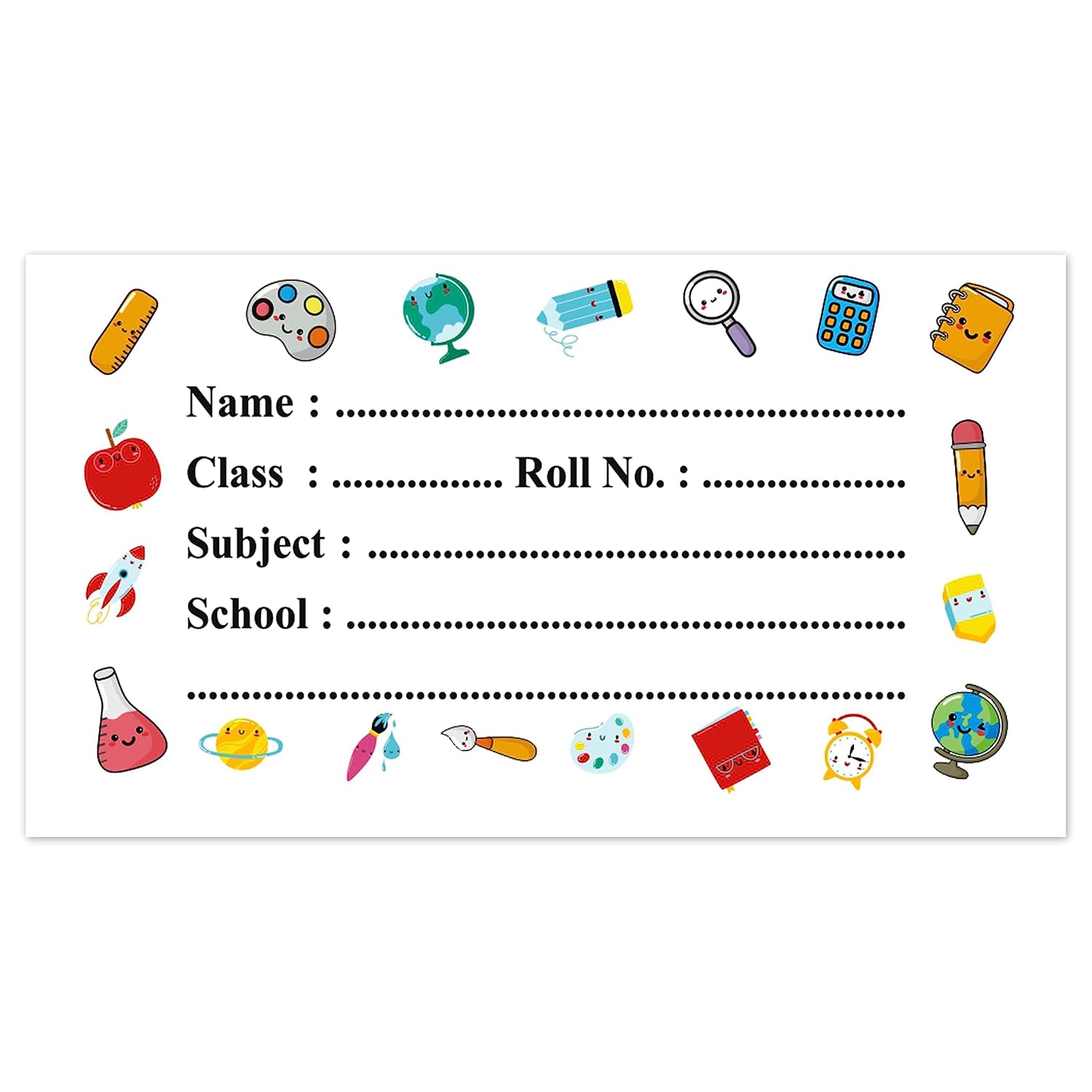 CLICKEDIN (Pack of 80pcs) School Copy Notebook Name Stickers Attractive ...