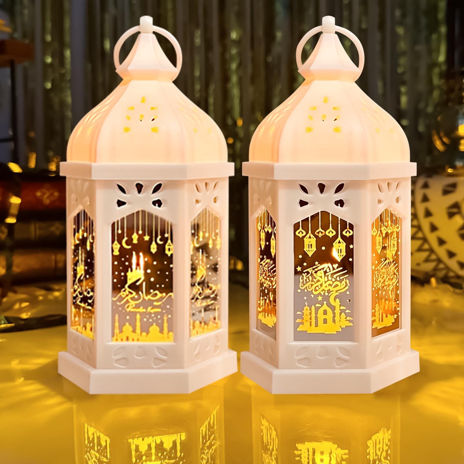 Amazon.com: Qoyntuer Ramadan Lantern Lights 2pcs 8in Ramadan ...