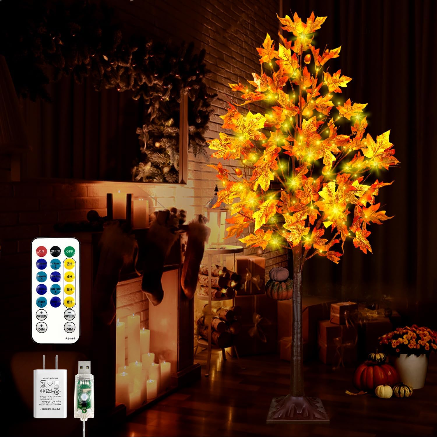 Amazon.com: 4FT LED Lighted Fall Tree 60LEDs Maple Tree Light for Fall ...