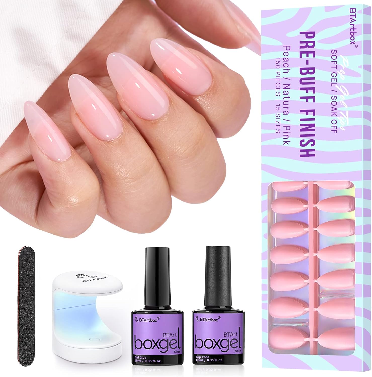 Gel Nail Extension Kit - BTArtbox Press on Nails Soft Gel Almond Nail ...