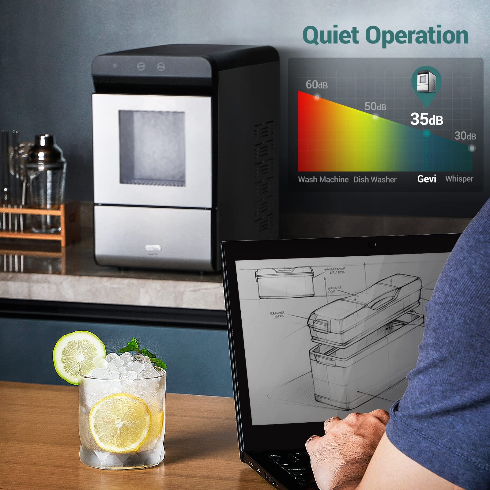 Snapklik.com : Gevi Household V20 Countertop Nugget Ice Maker