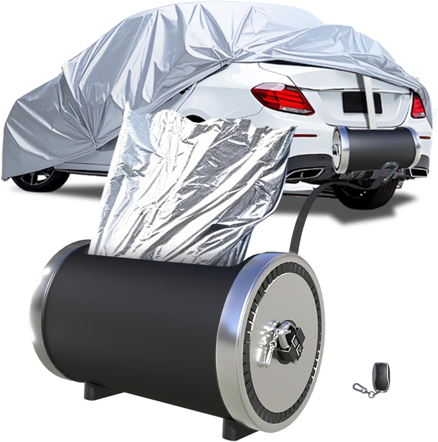 Amazon.com: Universal Plastic Car Cover,Fully Enclosed Sealed Car Flood ...