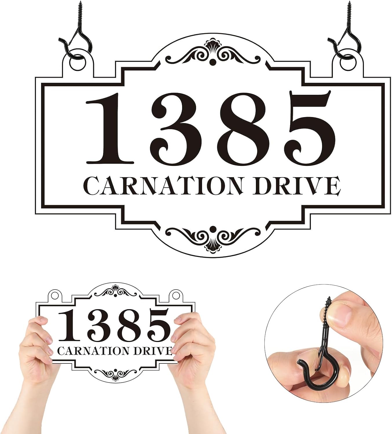 Amazon.com: Hanging Address Plaque Sign - Mailbox House Number Plaque ...