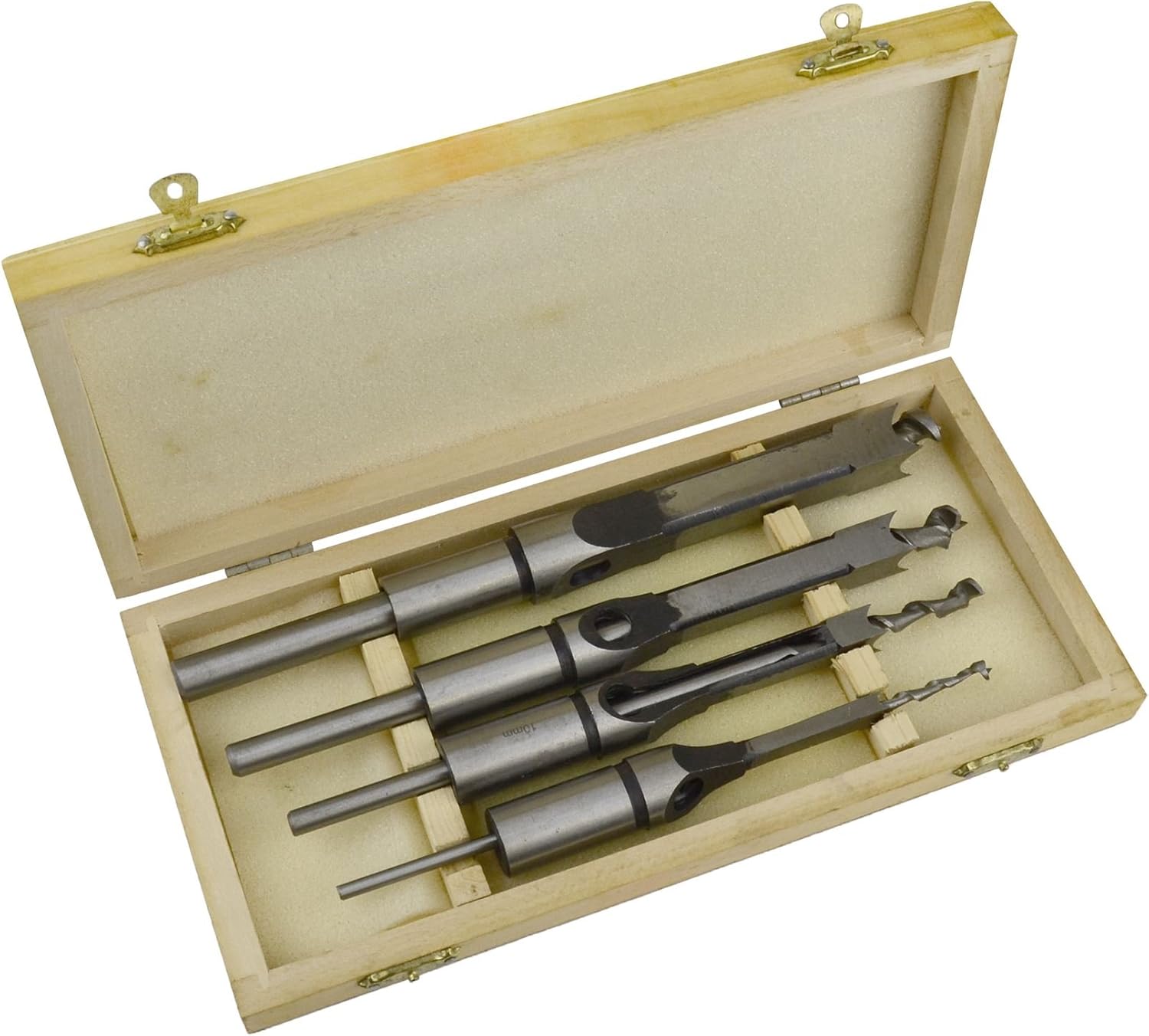 4pc Mortice Drill Tool Set 6,10,13 & 16mm Chisels in Wood Box ...