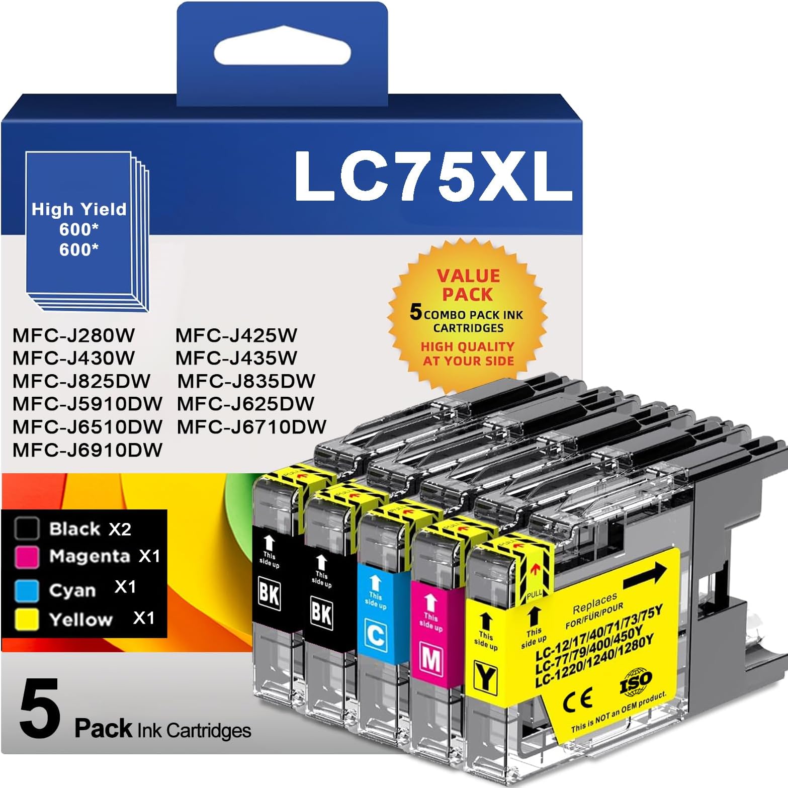 Amazon.com: Brother LC75 High Yield -Ink -Cartridge Set : Office Products