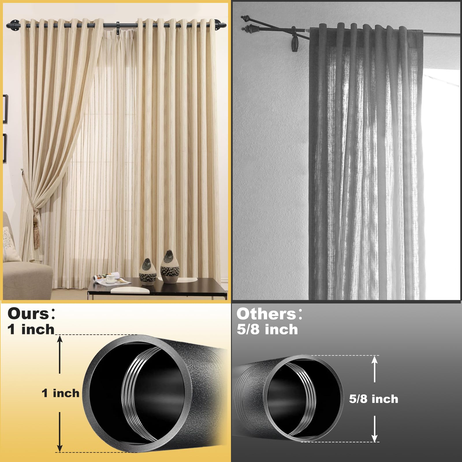 Snapklik.com : Double Curtain Rods For Windows 28 To 48 Inch Industrial ...