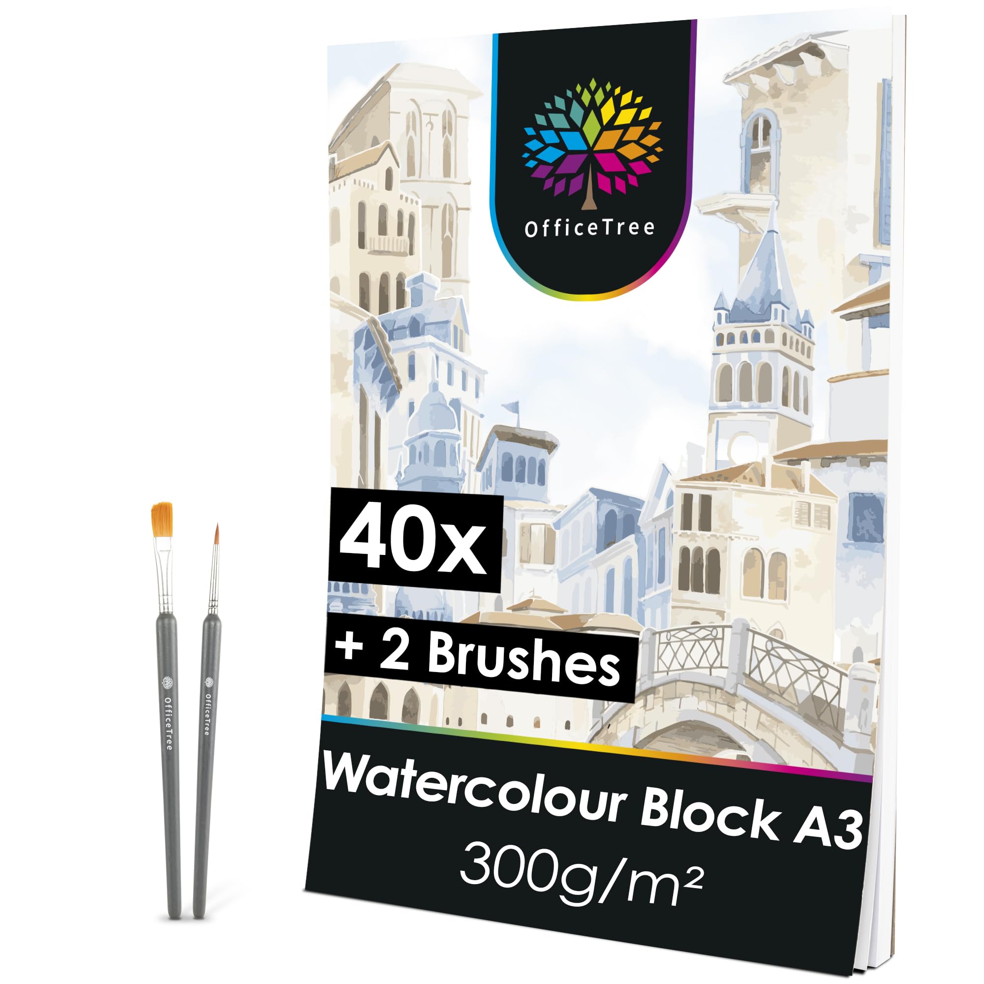 OfficeTree 40 x Watercolour Paper Pad A3-300gsm Watercolour Paper A3 ...
