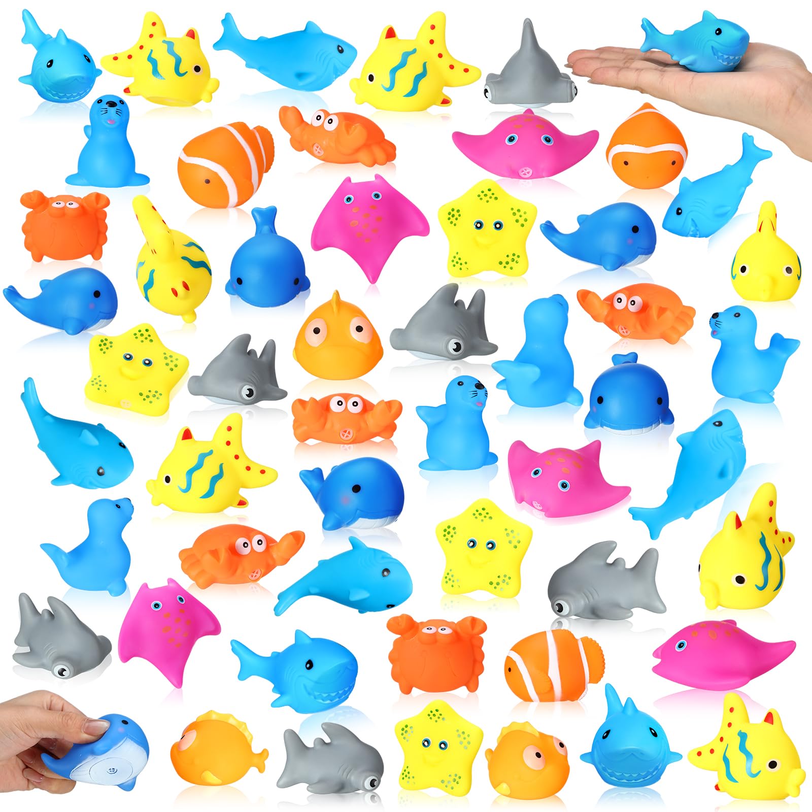 Amazon.com: Poen 100 Pcs Rubber Bath Toys Bulk Cute Animal Bathtub Toys ...