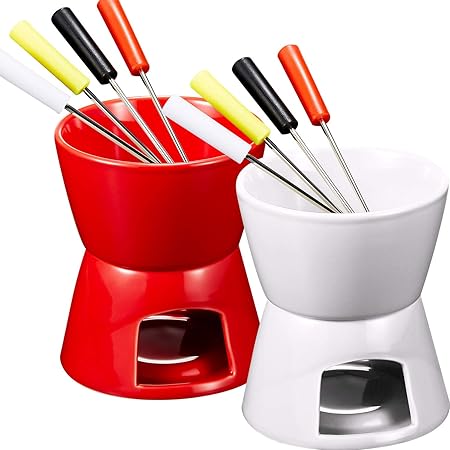 Amazon.com: Evelots Mini Fondue Pot Set/Personal Fondue Mugs-Chocolate ...