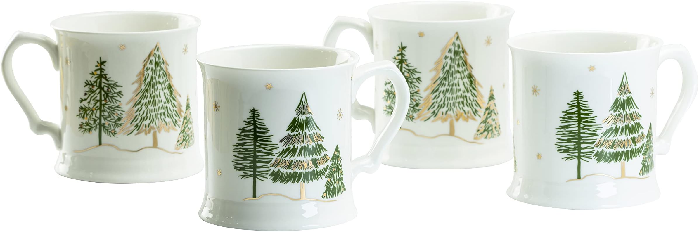 Amazon.com: Grace Teaware Classic Christmas Porcelain Coffee Mugs, Set ...