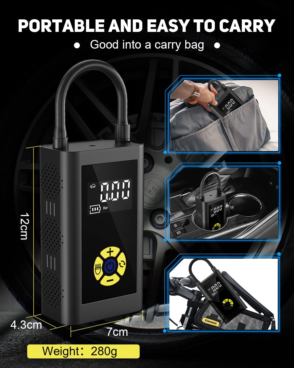 LAMONKE Inflador de neumáticos portátil, compresor de aire portátil ...