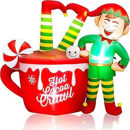 Amazon.com: 8 Foot Tall Christmas Inflatable Stacking Elves with LED ...